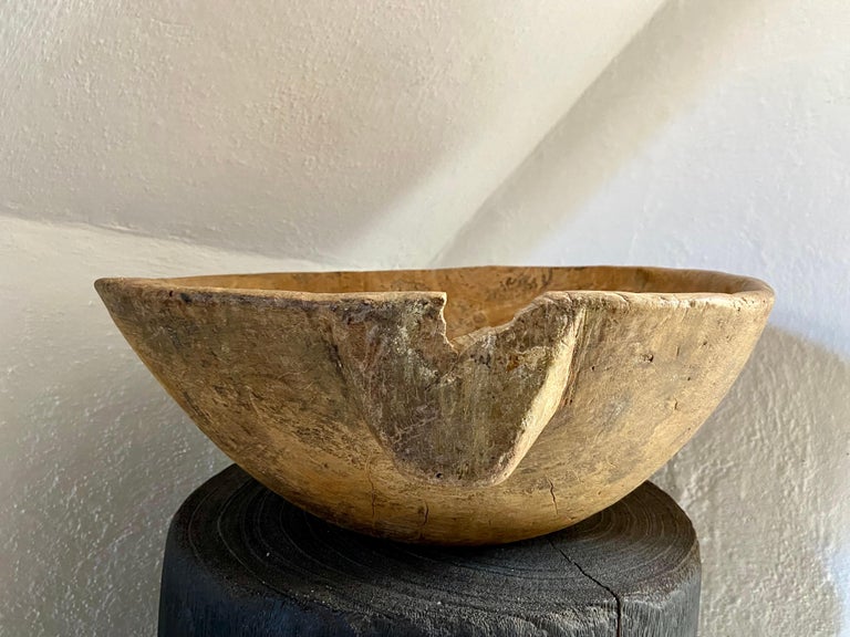 Hand Carved Decorative Cypress Bowl From Mexico, Circa Early 20th ...