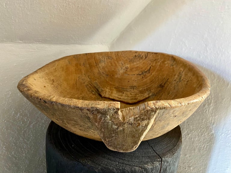 Hand Carved Decorative Cypress Bowl From Mexico, Circa Early 20th ...
