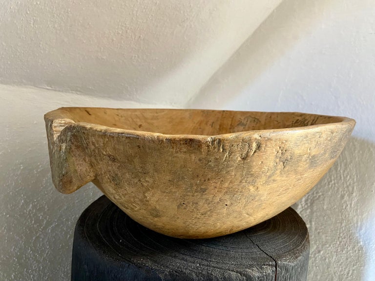 Hand Carved Decorative Cypress Bowl From Mexico, Circa Early 20th ...