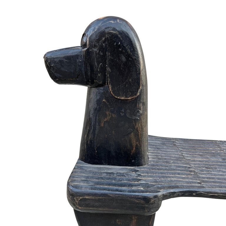 Hand-Carved Dog Bench by Stephen Huneck For Sale at 1stDibs