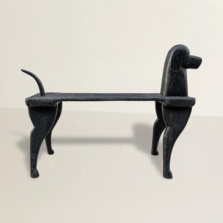 Hand-Carved Dog Bench by Stephen Huneck For Sale at 1stDibs
