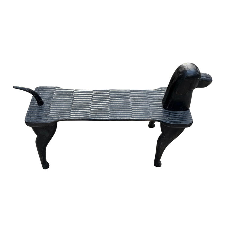 Hand-Carved Dog Bench by Stephen Huneck For Sale at 1stDibs