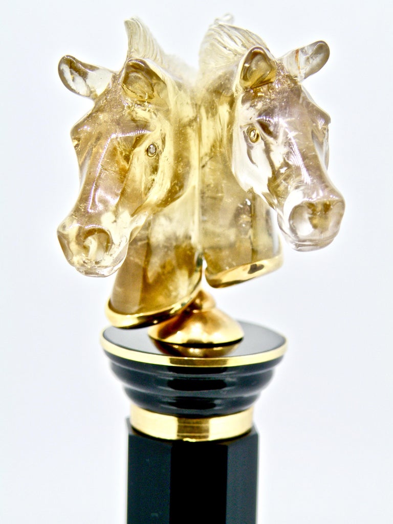 Hand Carved Double Horsehead Statue For Sale at 1stDibs