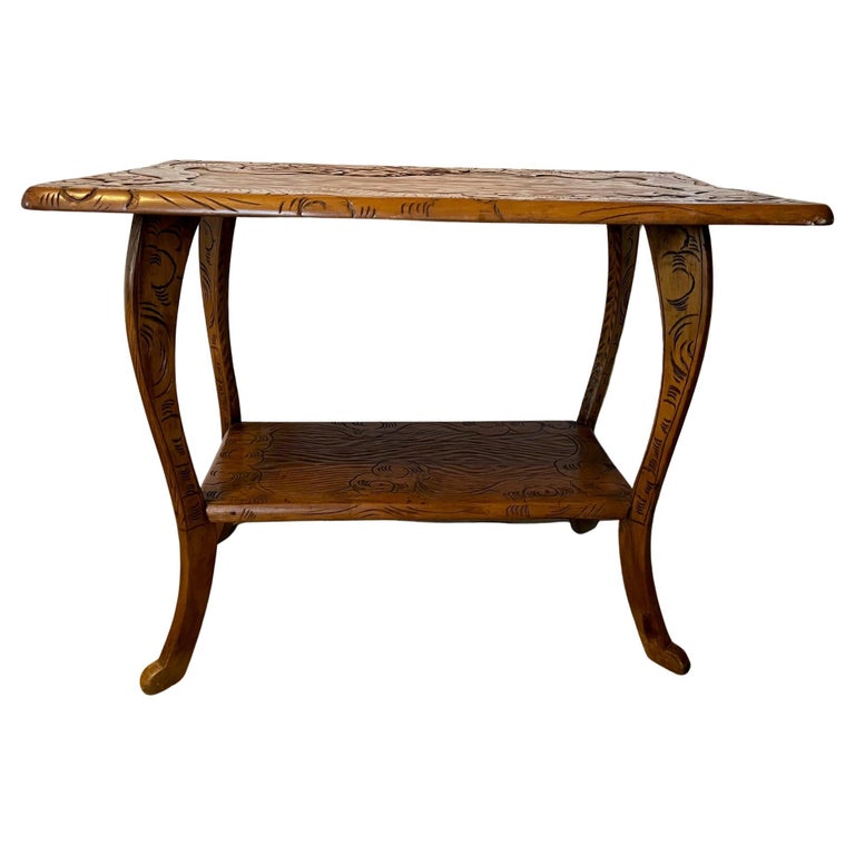 Hand-Carved Dragon Motif Cypress Wood Console or Sofa Table For Sale at ...
