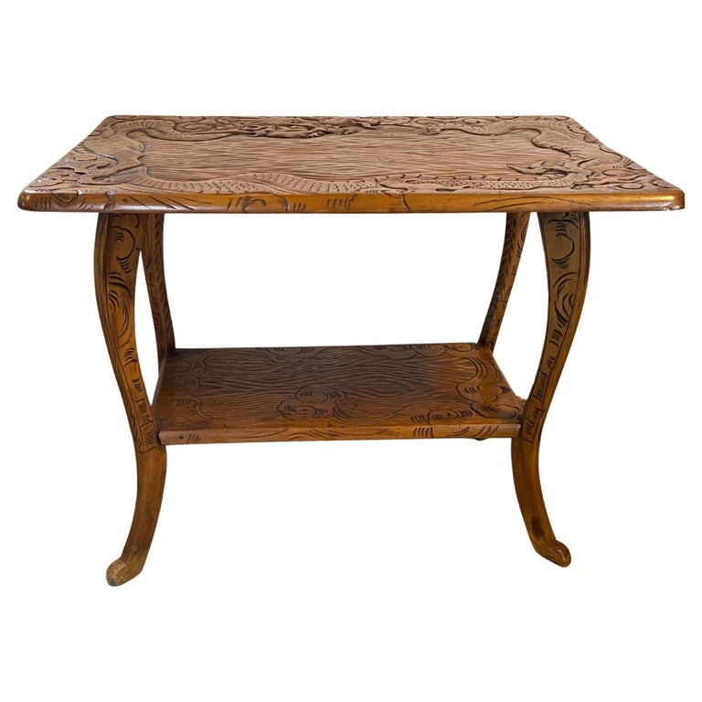 Hand-Carved Dragon Motif Cypress Wood Console or Sofa Table For Sale at ...