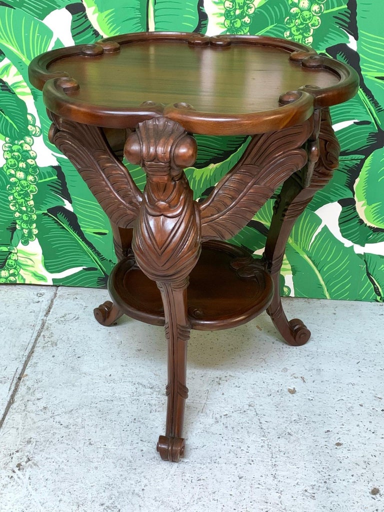 Hand Carved Dragonfly Sculptural End Table at 1stDibs