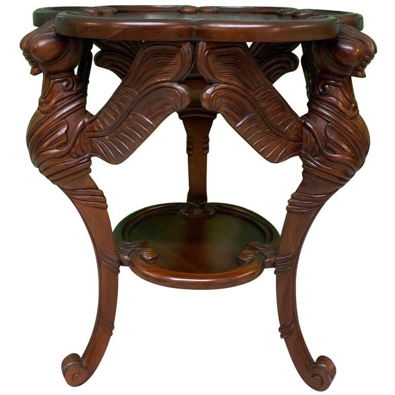 Hand Carved Dragonfly Sculptural End Table at 1stDibs