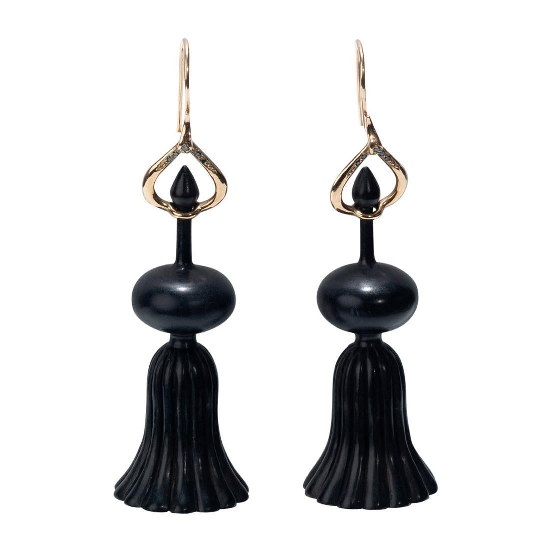 Exotic Enamel and Ruby Indian Tassle Earrings For Sale at 1stDibs