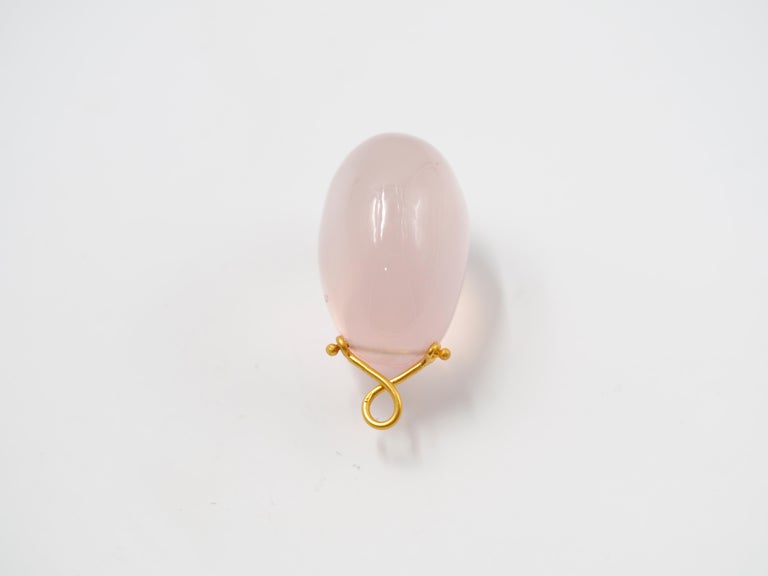 Hand Carved Extra Large Rose Quartz of 170 Carat 22 Karat Gold Pendant ...