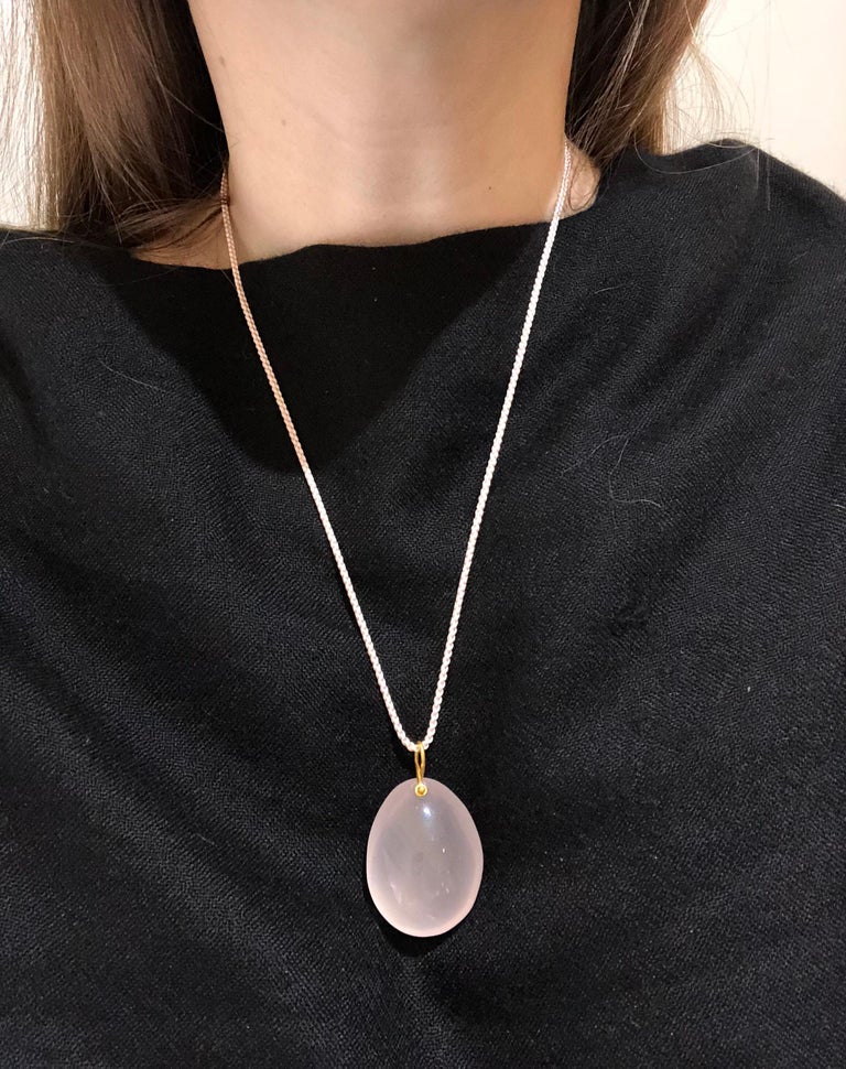 Hand Carved Extra Large Rose Quartz of 170 Carat 22 Karat Gold Pendant ...