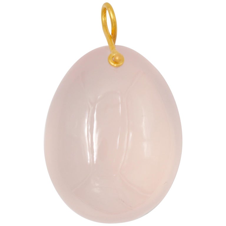 Hand Carved Extra Large Rose Quartz of 170 Carat 22 Karat Gold Pendant ...