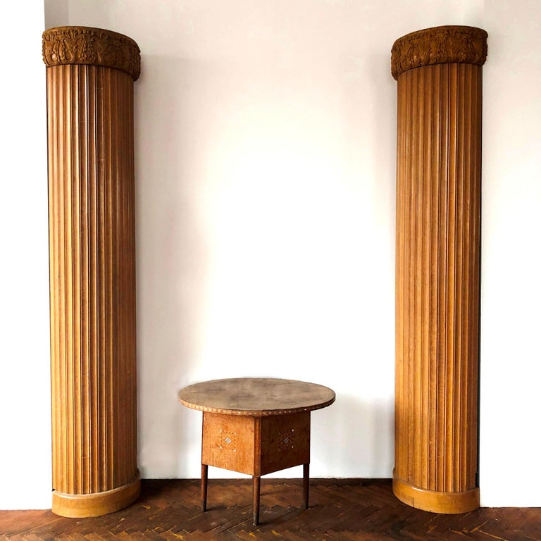 Hand Carved Fluted Wood ½ Columns Pair, Austria, 1900s For Sale at ...