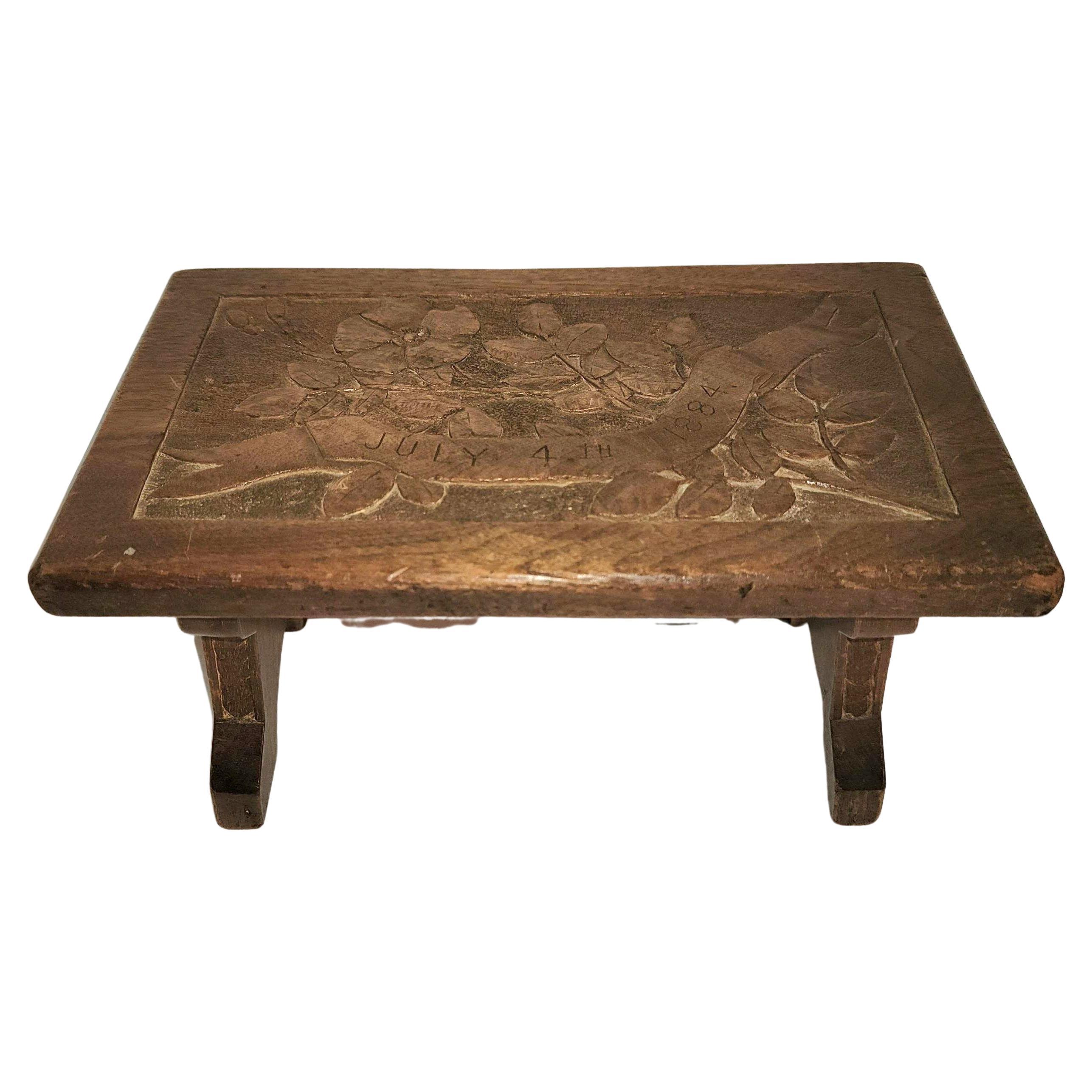 Hand-Carved Solid Wood Folk Art "Foot" Stool at 1stDibs | wood foot ...