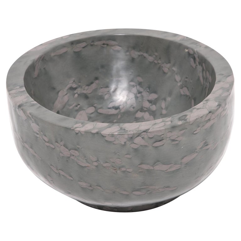 Hand Carved Footed Zhenzhu Stone Basin For Sale at 1stDibs