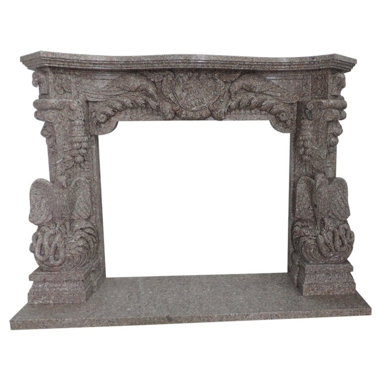 Hand Carved French Style Ornate Granite Eagle Themed Fire Surround For ...