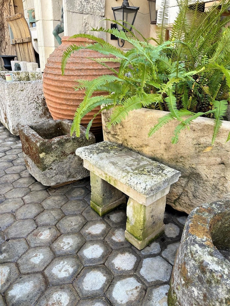 Hand Carved Garden Stone Bench Rustic Farm Seat Antique Indoor Outdoor ...