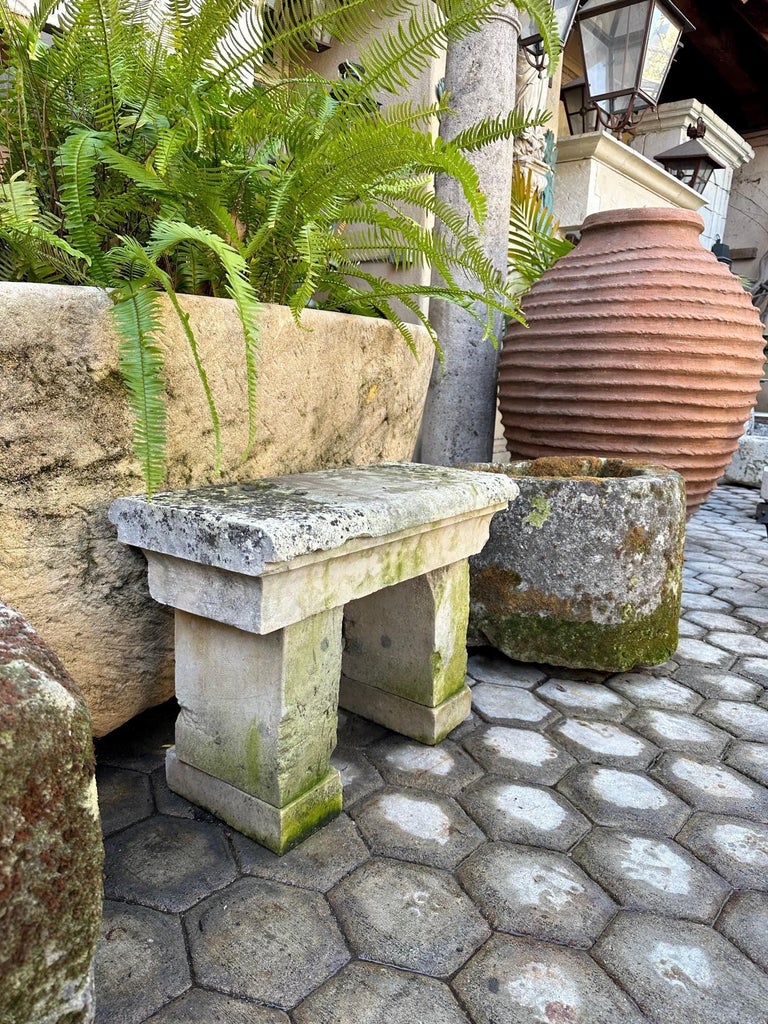 Hand Carved Garden Stone Bench Rustic Farm Seat Antique Indoor Outdoor ...