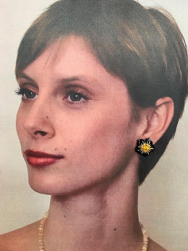 Hand Carved Gemstone Flower Earring Jacket Set 18k Gold and Yellow ...