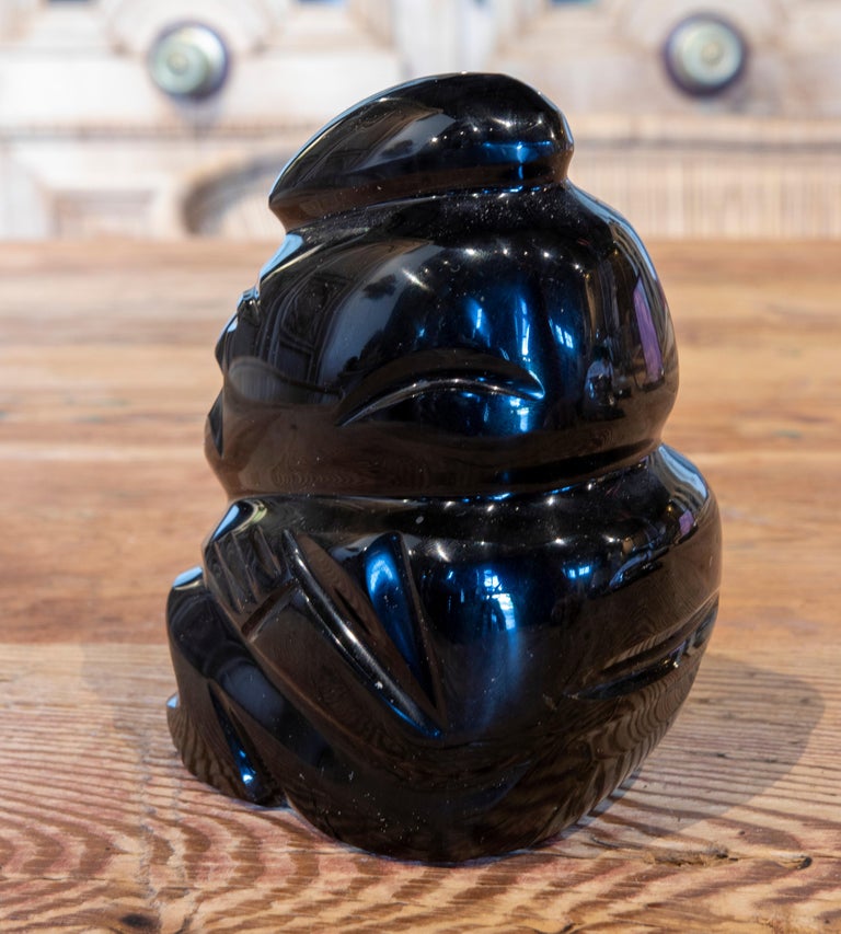 Hand Carved Glass Figure of a Semi-Seated Personage For Sale at 1stDibs