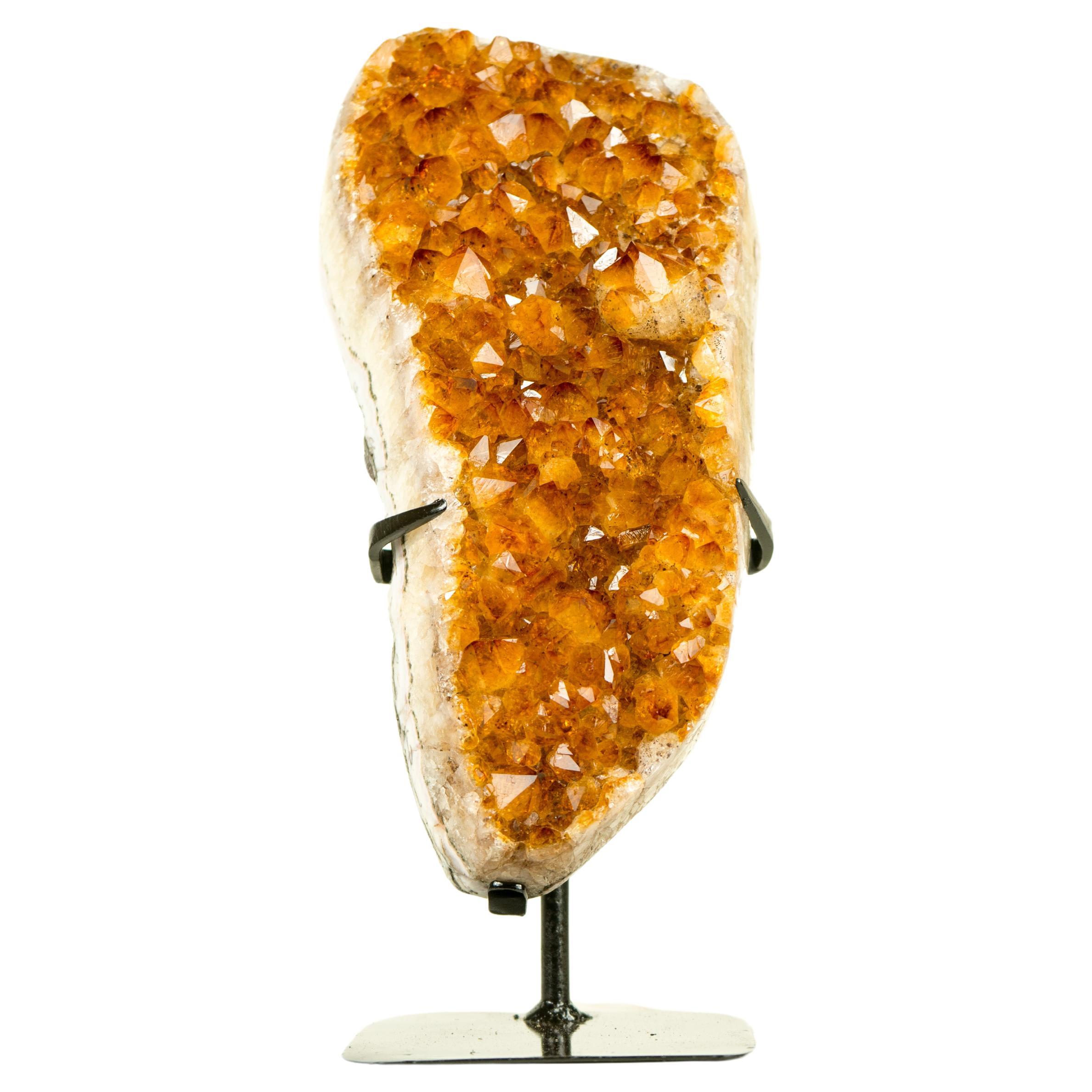 Hand-carved Golden Orange Citrine Cluster with AAA-Grade Citrine Druzy ...