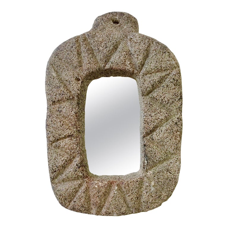 Hand Carved Granite Mirror, circa 1970, France at 1stDibs