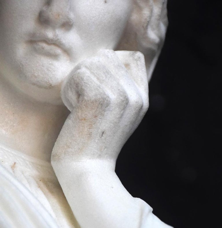 Hand Carved Italian White Marble Goddess Statue circa 1910 at 1stDibs