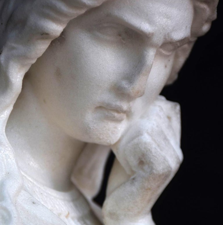 Hand Carved Italian White Marble Goddess Statue circa 1910 at 1stDibs