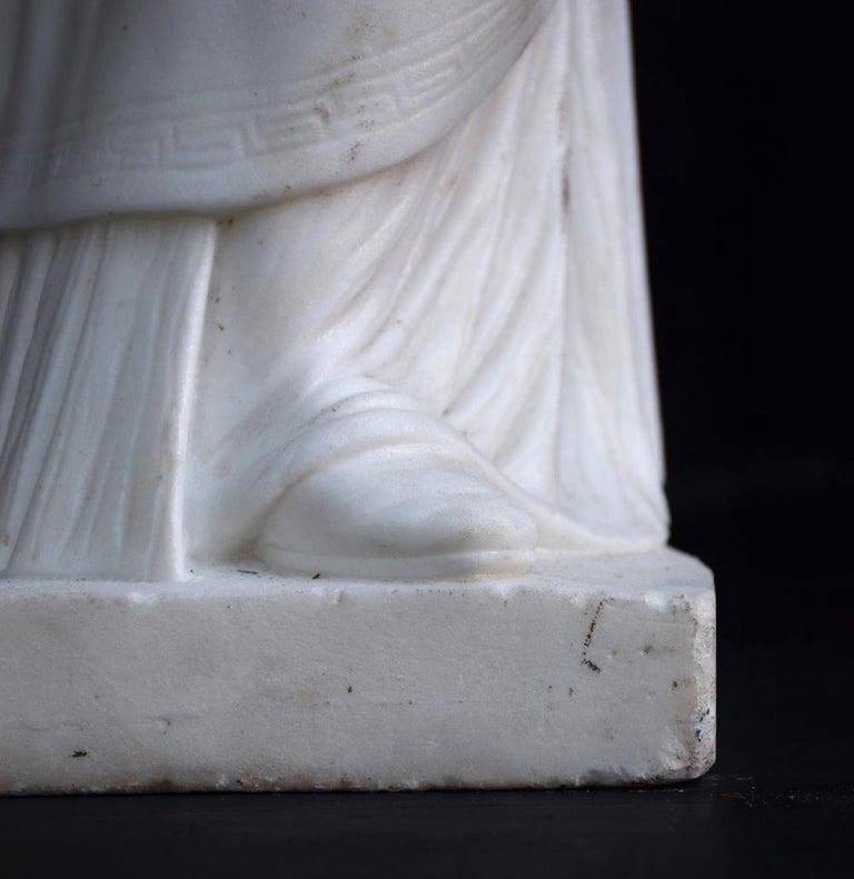 Hand Carved Italian White Marble Goddess Statue circa 1910 at 1stDibs