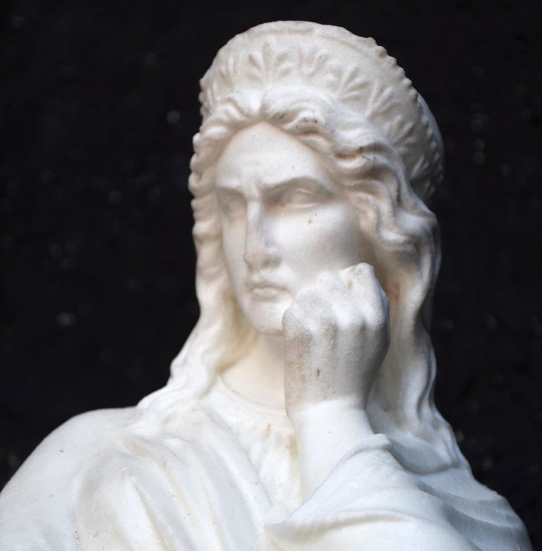 Hand Carved Italian White Marble Goddess Statue circa 1910 at 1stDibs