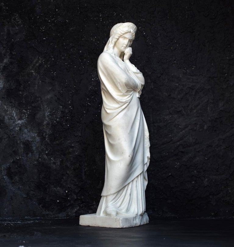Hand Carved Italian White Marble Goddess Statue circa 1910 at 1stDibs