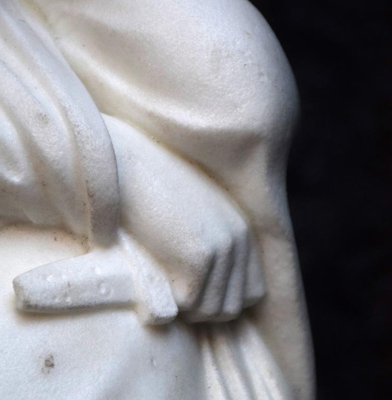 Hand Carved Italian White Marble Goddess Statue circa 1910 at 1stDibs