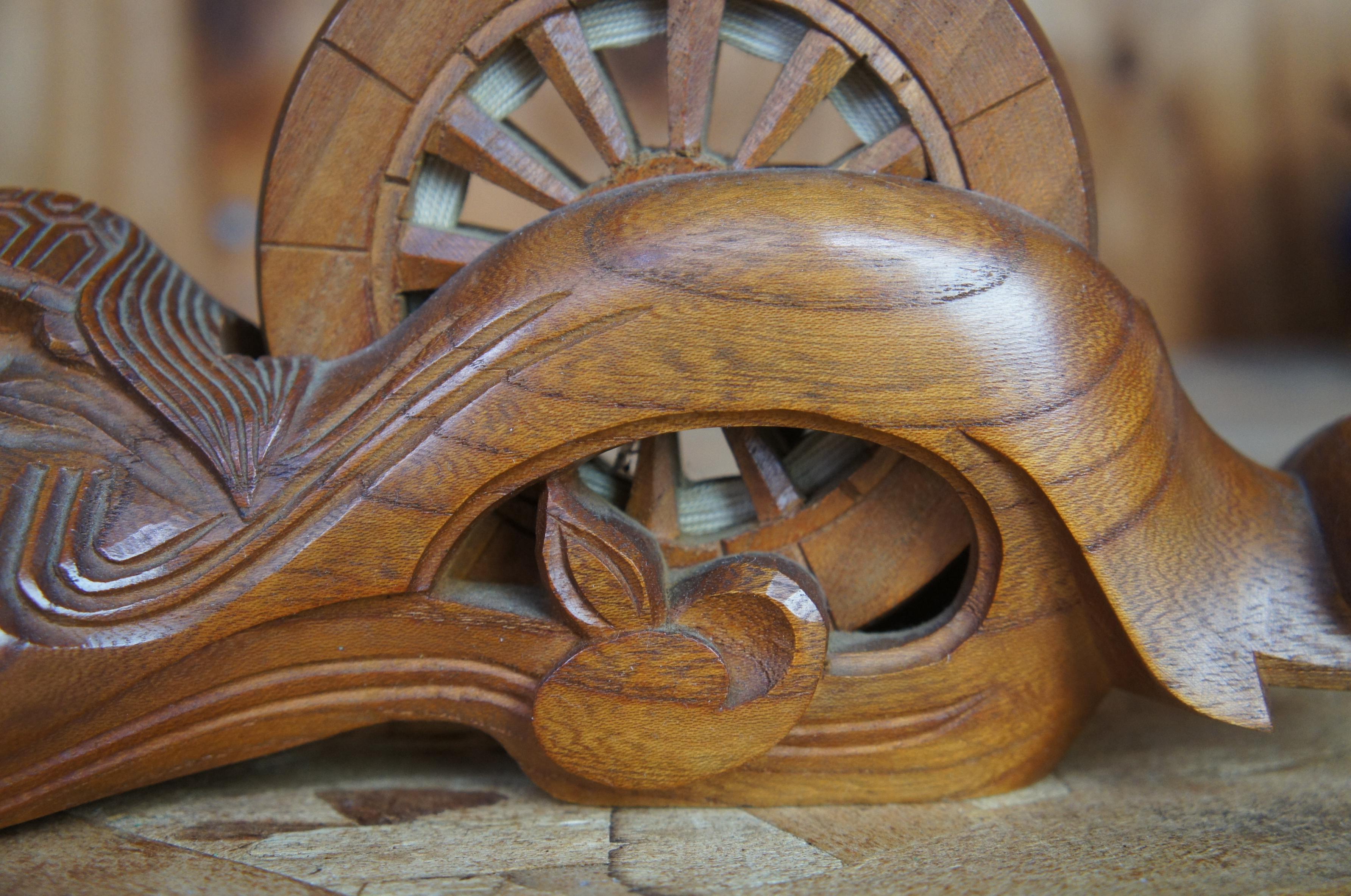 Hand Carved Japanese Crane and Turtle Sumitsubo Carpenters Ink Pot ...