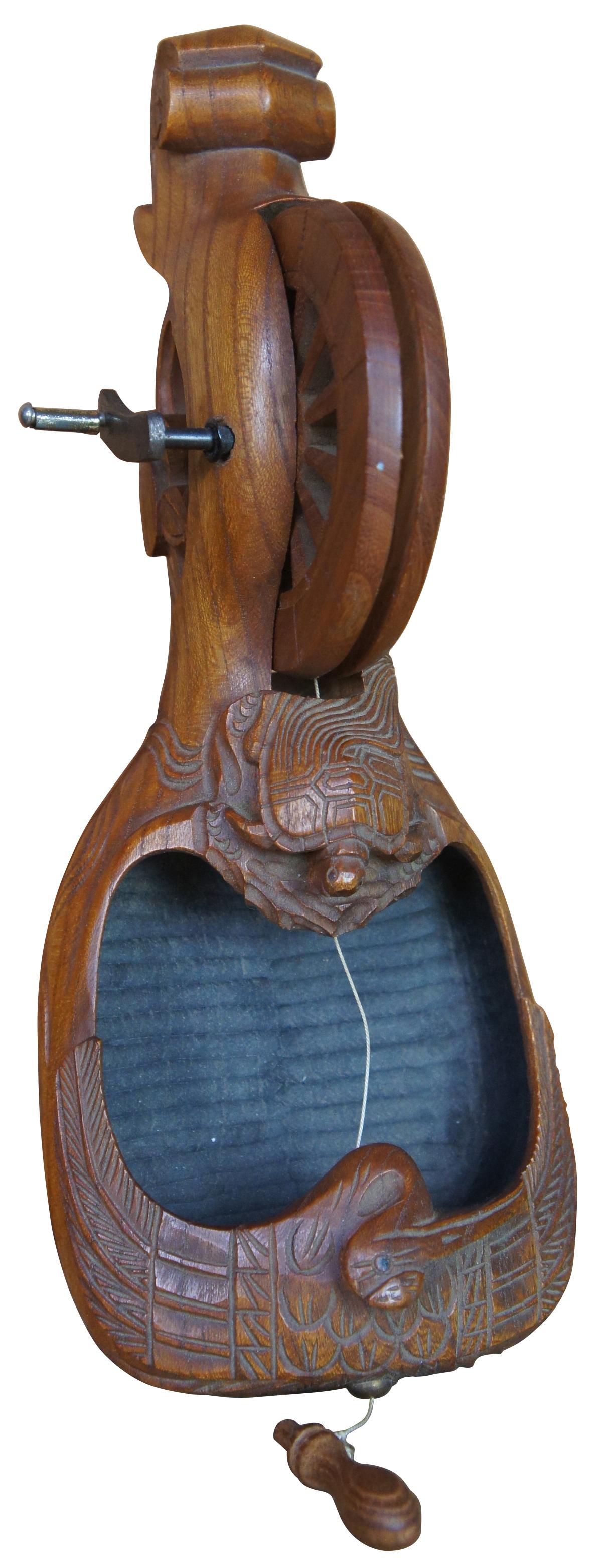 Hand Carved Japanese Crane and Turtle Sumitsubo Carpenters Ink Pot ...