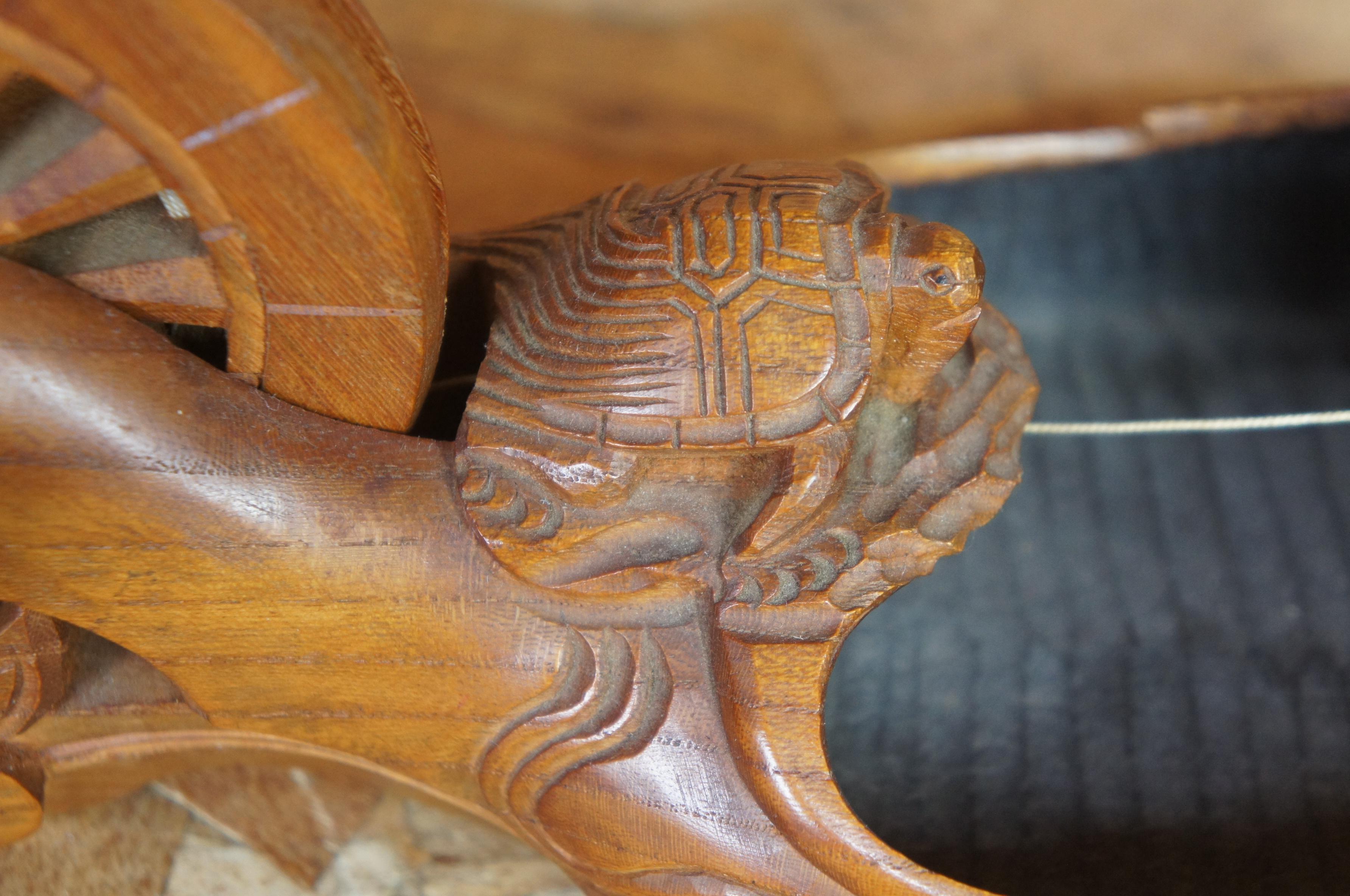 Hand Carved Japanese Crane and Turtle Sumitsubo Carpenters Ink Pot ...