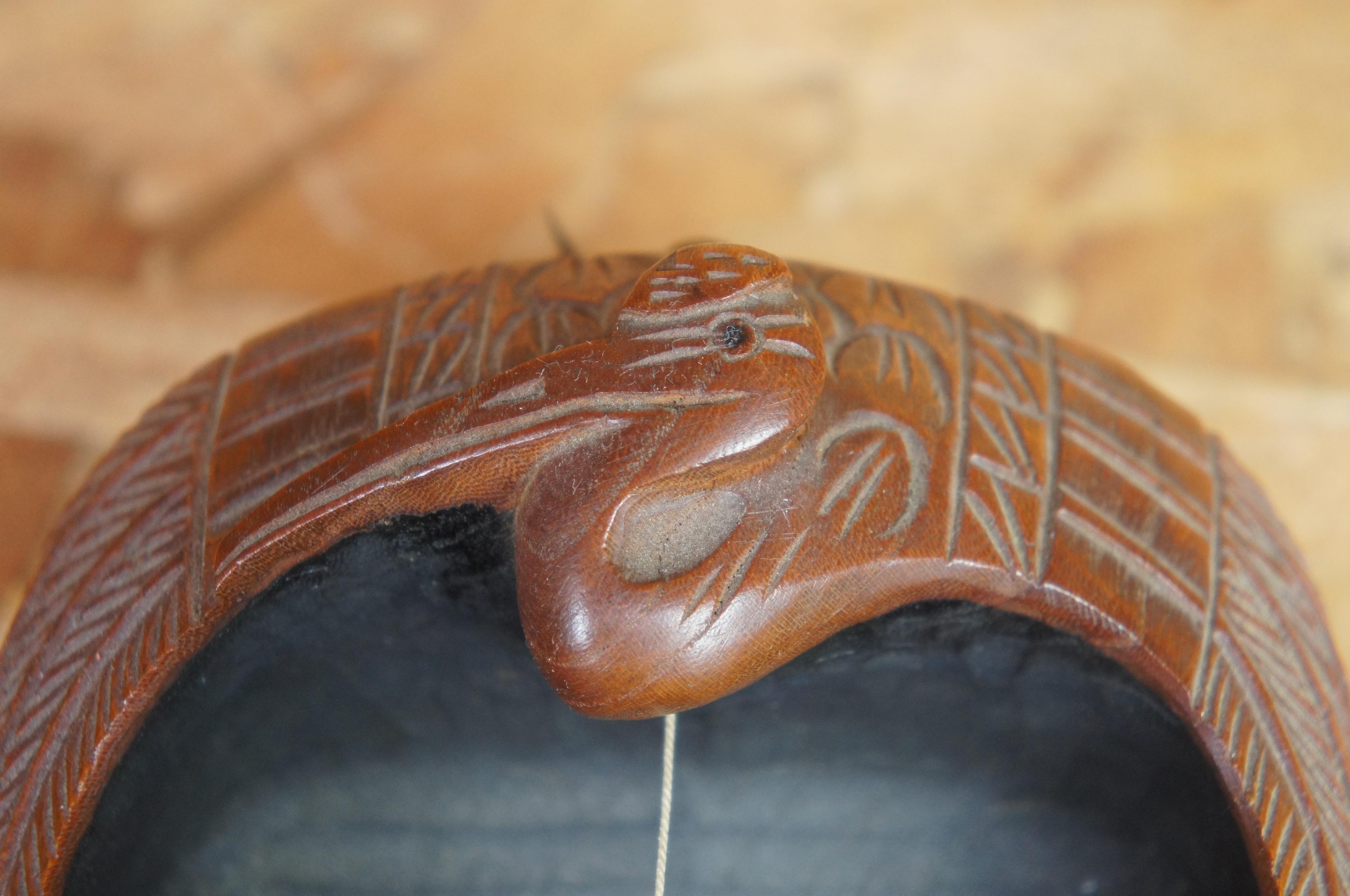 Hand Carved Japanese Crane and Turtle Sumitsubo Carpenters Ink Pot ...