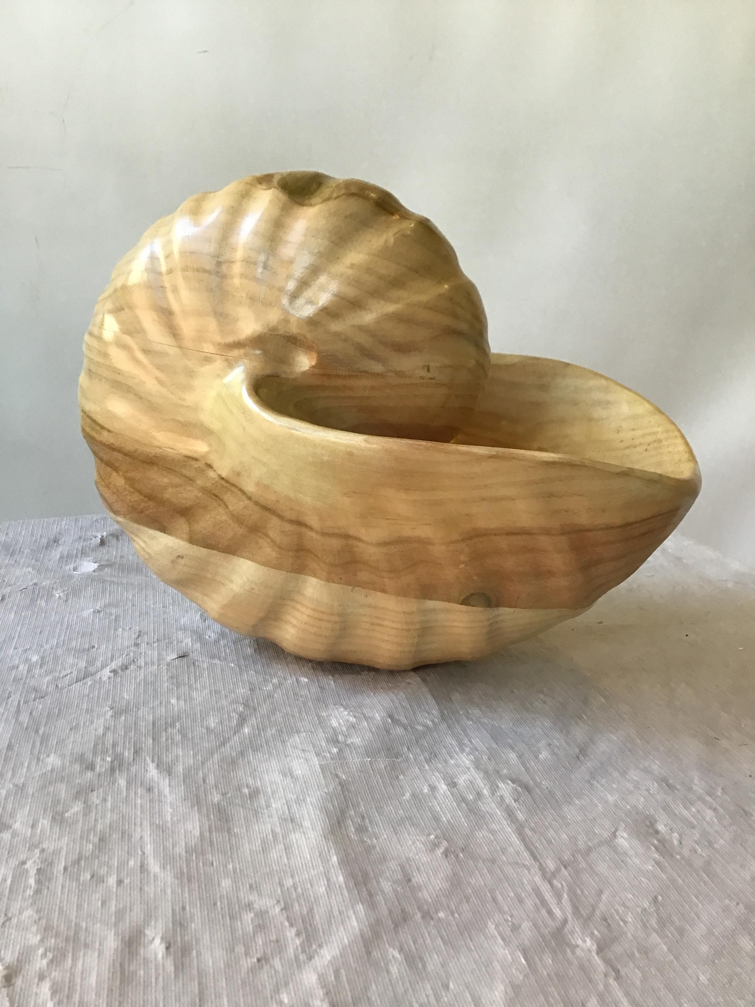 Hand Carved Large Wood Seashell at 1stDibs | wood shells, carved ...