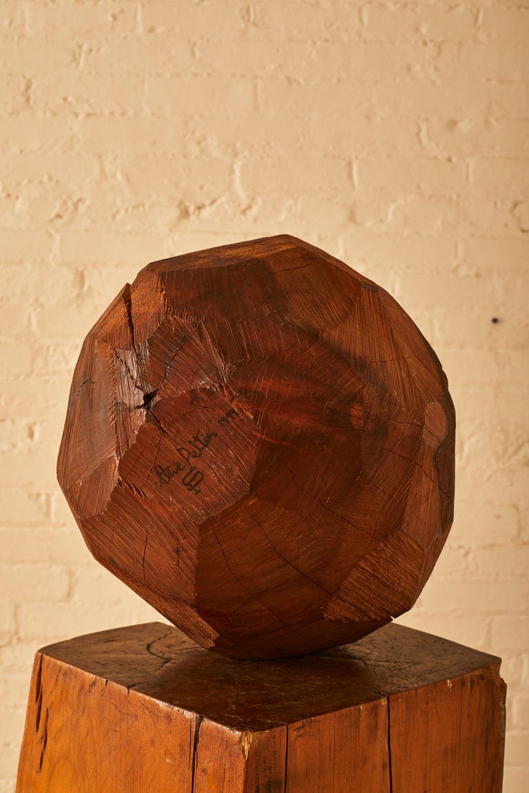 Hand Carved Large Wooden Sphere Sculpture at 1stDibs