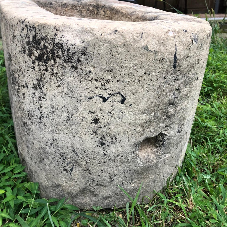 Hand Carved Limestone Basin, 18th Century For Sale at 1stDibs