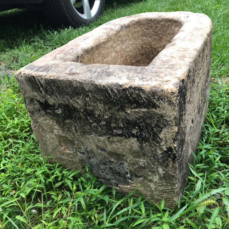 Hand Carved Limestone Basin, 18th Century For Sale at 1stDibs
