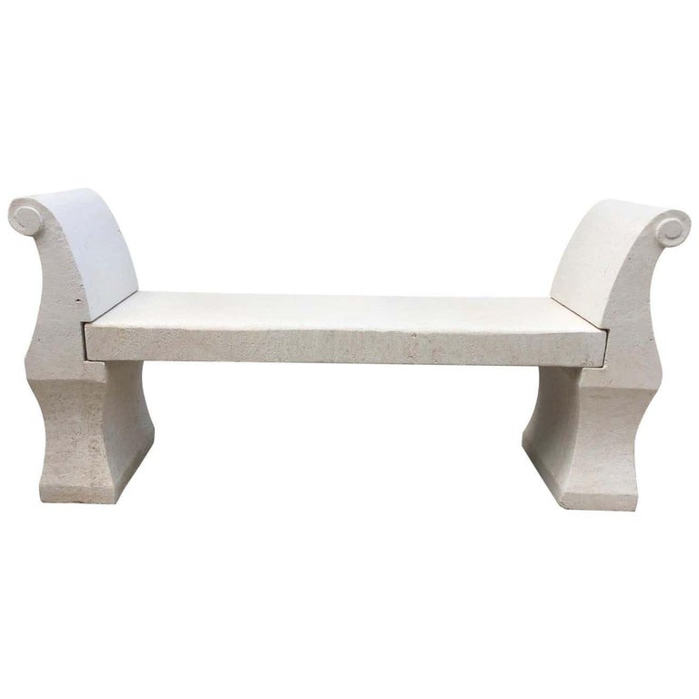 Hand-Carved Limestone Bench For Sale at 1stDibs