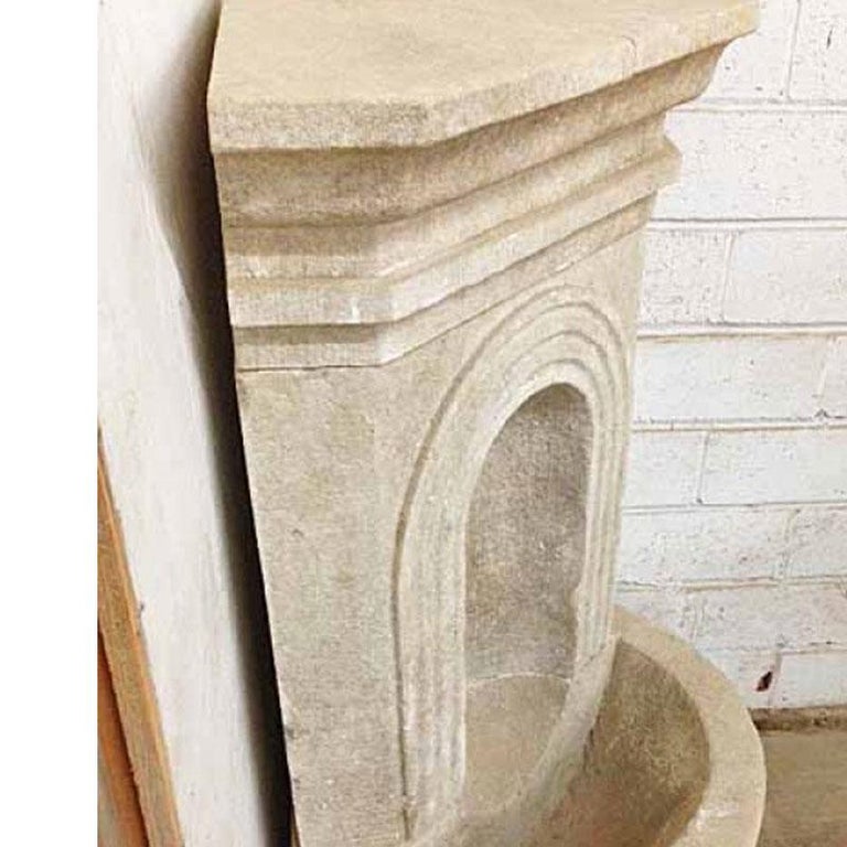 Hand Carved Limestone Corner Fountain For Sale at 1stDibs