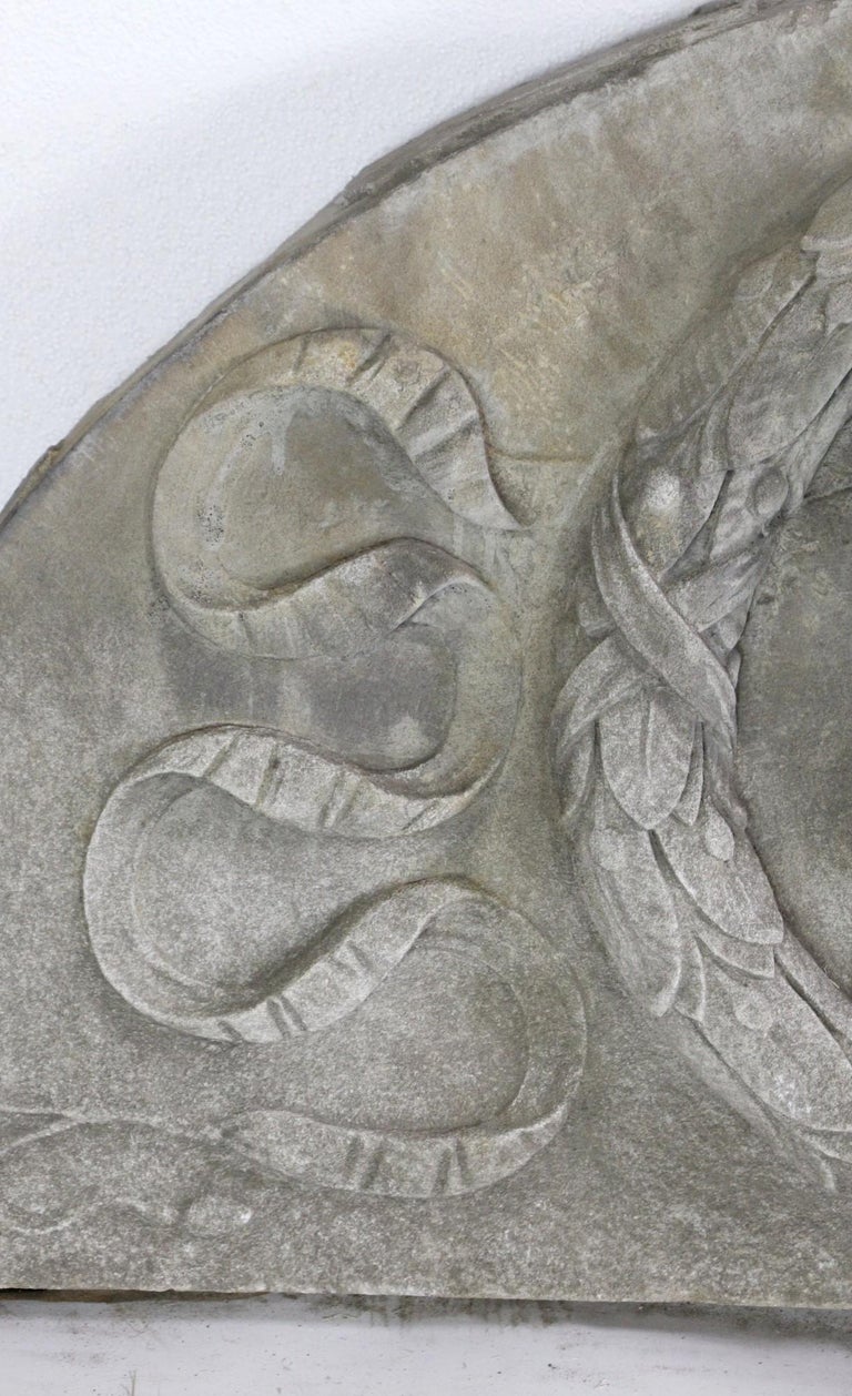 Hand Carved Limestone Wreath and Shield Transom Pediment 19th Century ...