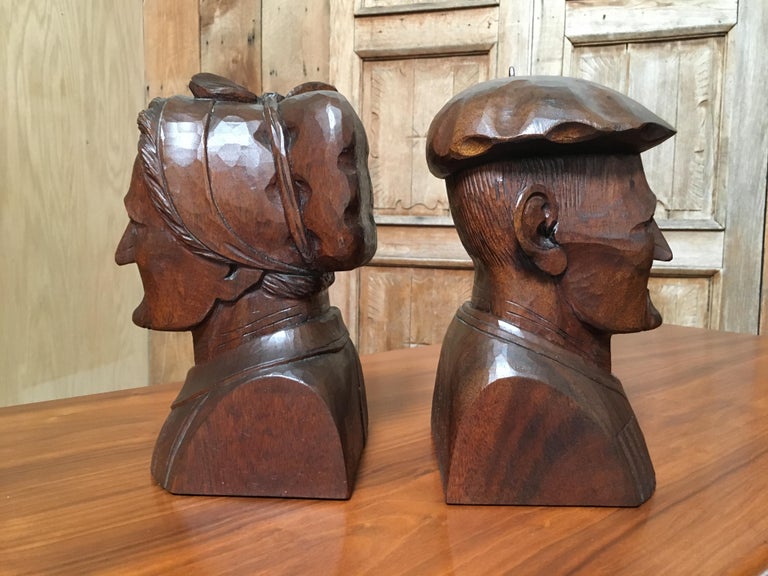 Hand Carved Mahogany Bookends at 1stDibs
