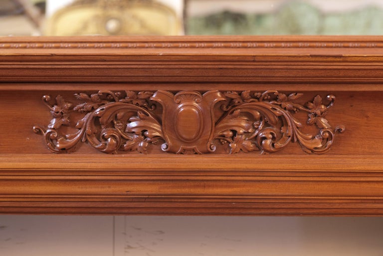 Hand Carved Mahogany Double Decker Mantel 4 Griffins For Sale at 1stDibs