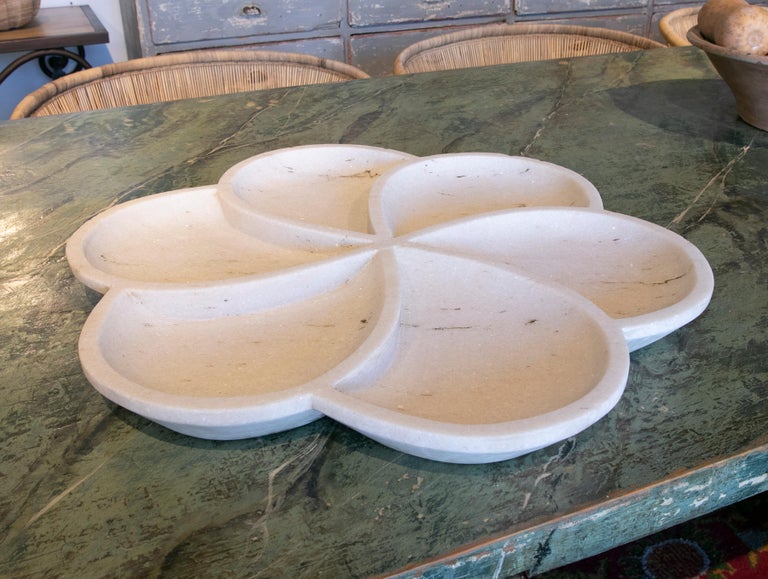 Hand-Carved Marble Plate with Rounded Forms For Sale at 1stDibs