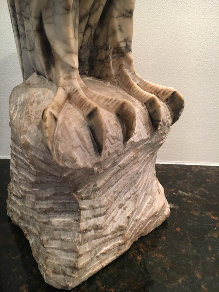 Hand-Carved Marble Sculpture of a Bald Eagle at 1stDibs