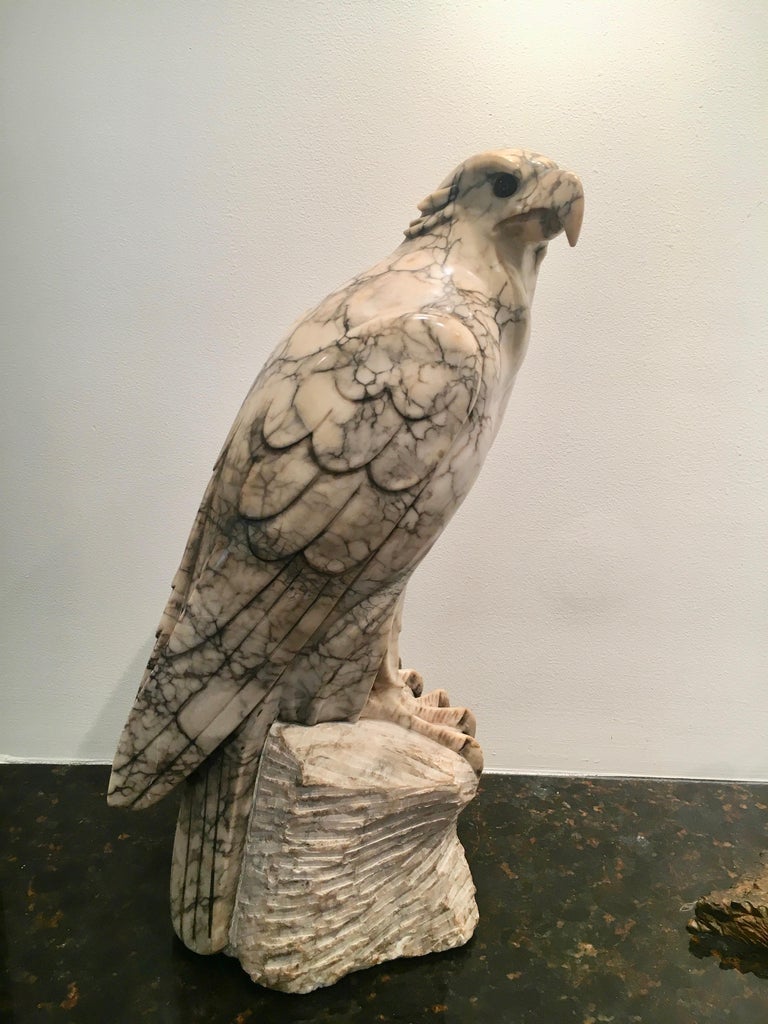 Hand-Carved Marble Sculpture of a Bald Eagle at 1stDibs