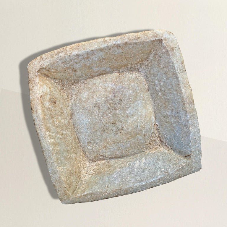 Hand-Carved Marble Square Dish For Sale at 1stDibs