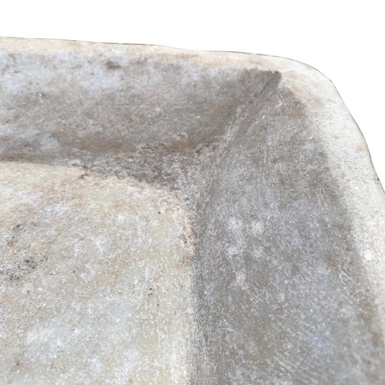 Hand-Carved Marble Square Dish For Sale at 1stDibs