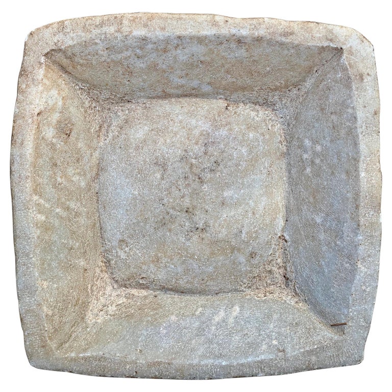 Hand-Carved Marble Square Dish For Sale at 1stDibs